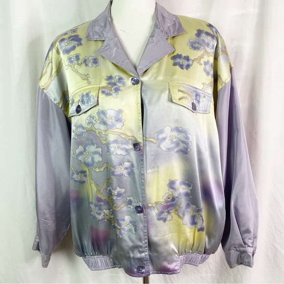 Vintage | Jackets & Coats | Vintage Lavender And Yellow Cherry Blossom ...